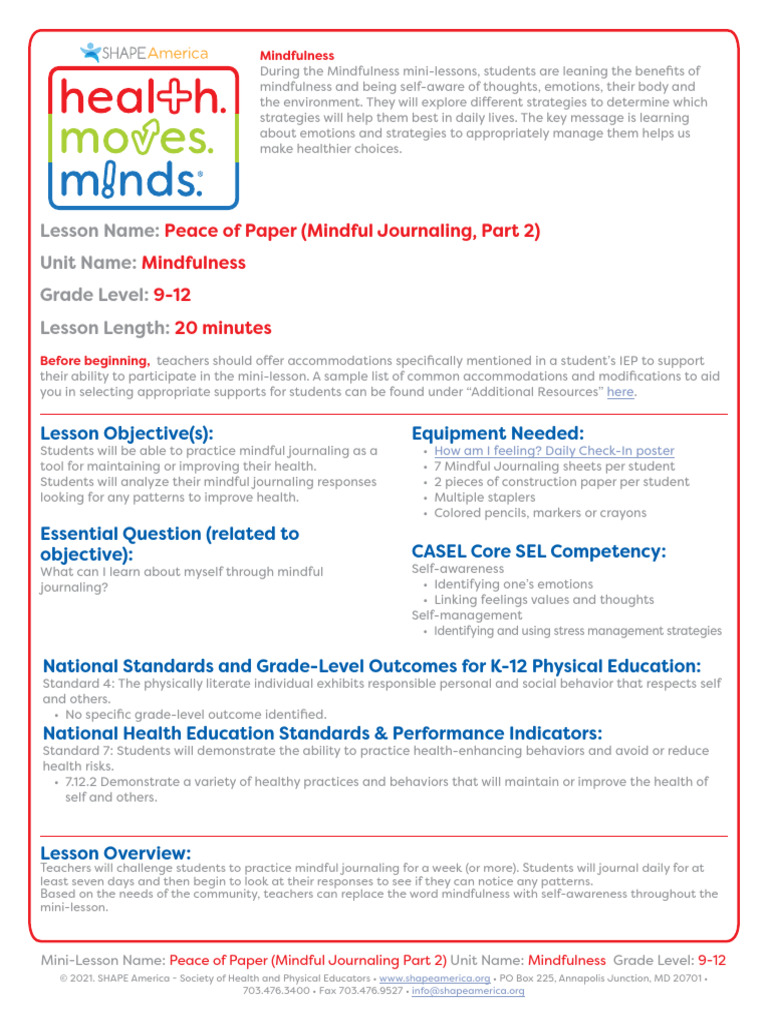 8 Mini Lessons 9 12 Peace of Paper Part 2 | PDF | Mindfulness | Cognition