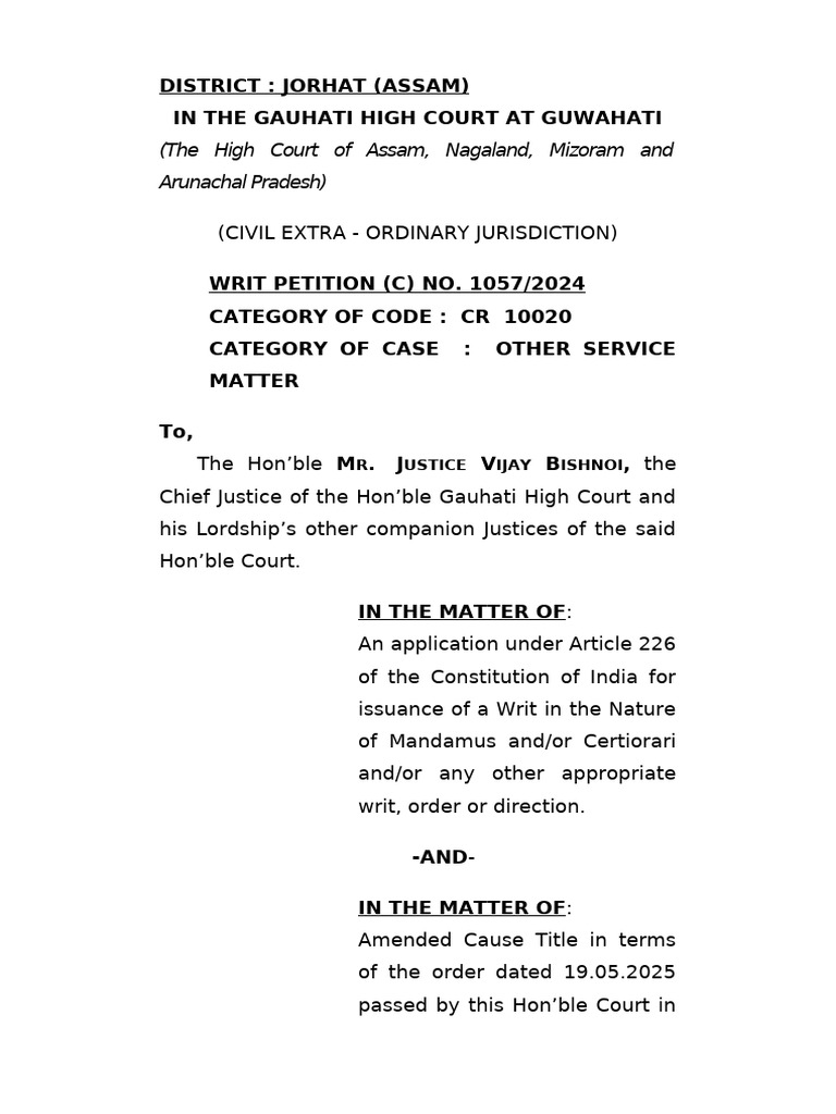 Archana Phukon's Writ Petition in Assam | PDF | Writ | Certiorari