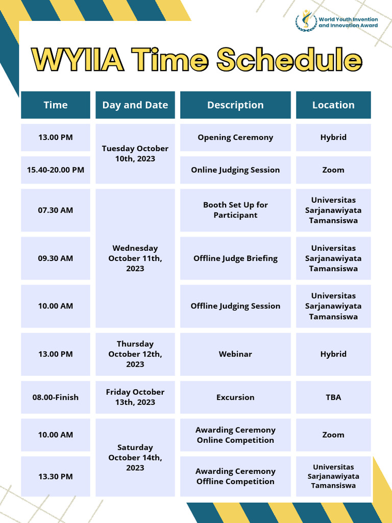 WYIIA Event Schedule 2023 | PDF