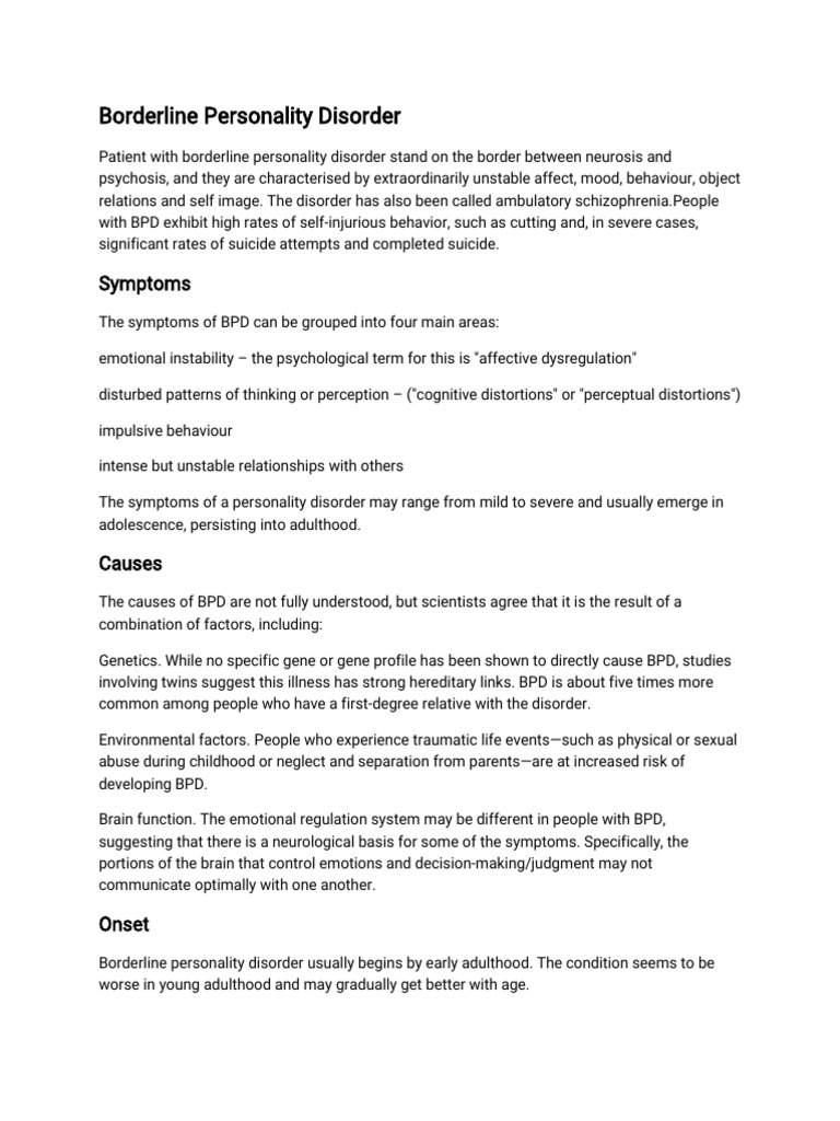 Borderline Personality Type | PDF