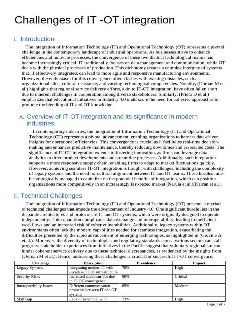 IT-OT Integration: Challenges and Solutions | PDF | Computer Security ...