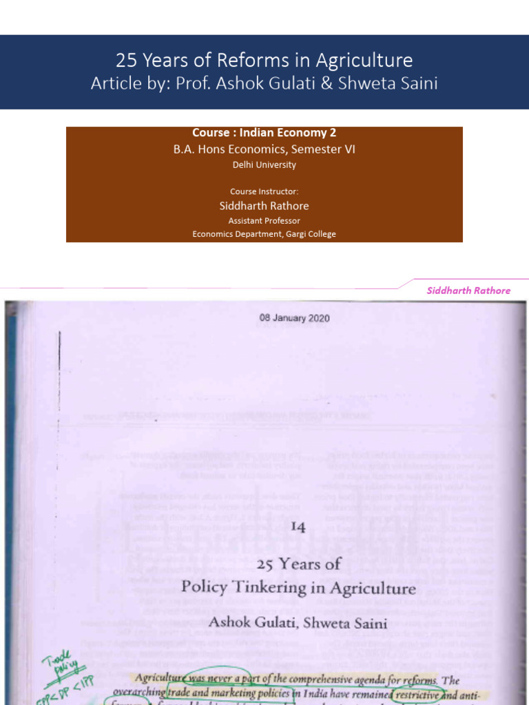 25 Years of Reforms in Agriculture PDF | PDF | Agriculture | Economies