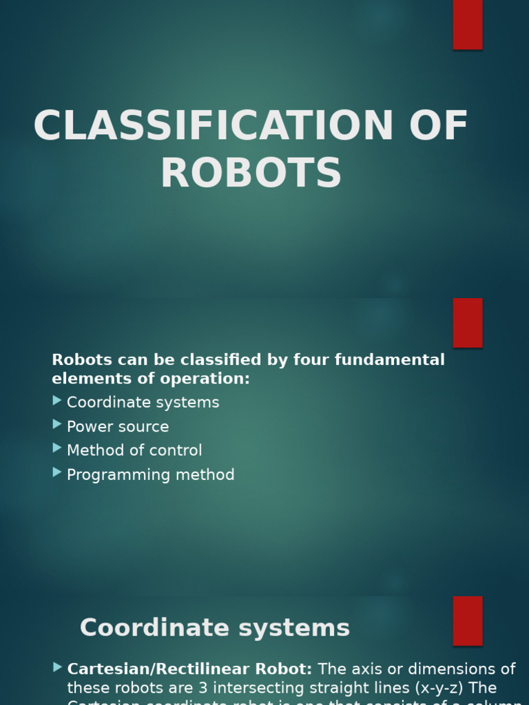 Lecture 3 Classification of Robots | PDF | Electric Motor | Cartesian ...