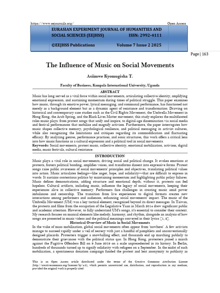 The Role of Music in Social Movements | PDF | Social Movements | Activism