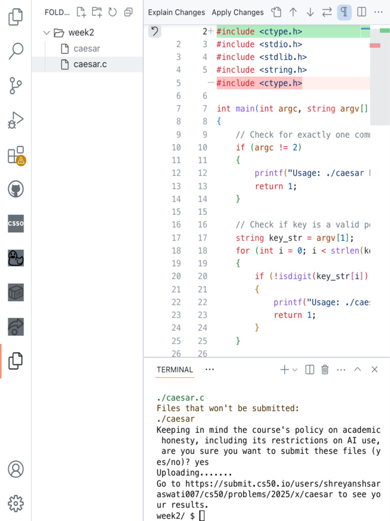 CS50 2025: Caesar Cipher Implementation | PDF | Software | Technology ...