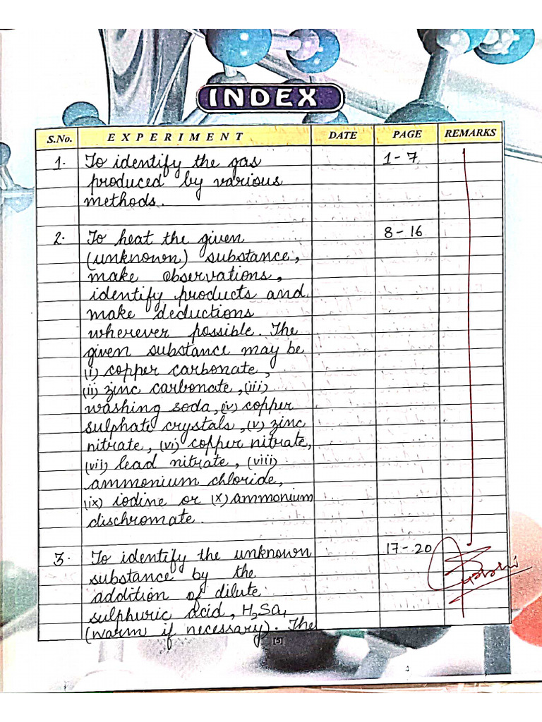 Chemistry (9th) Practical Work. | PDF