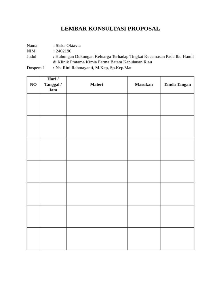 Lembar Konsultasi Proposal | PDF