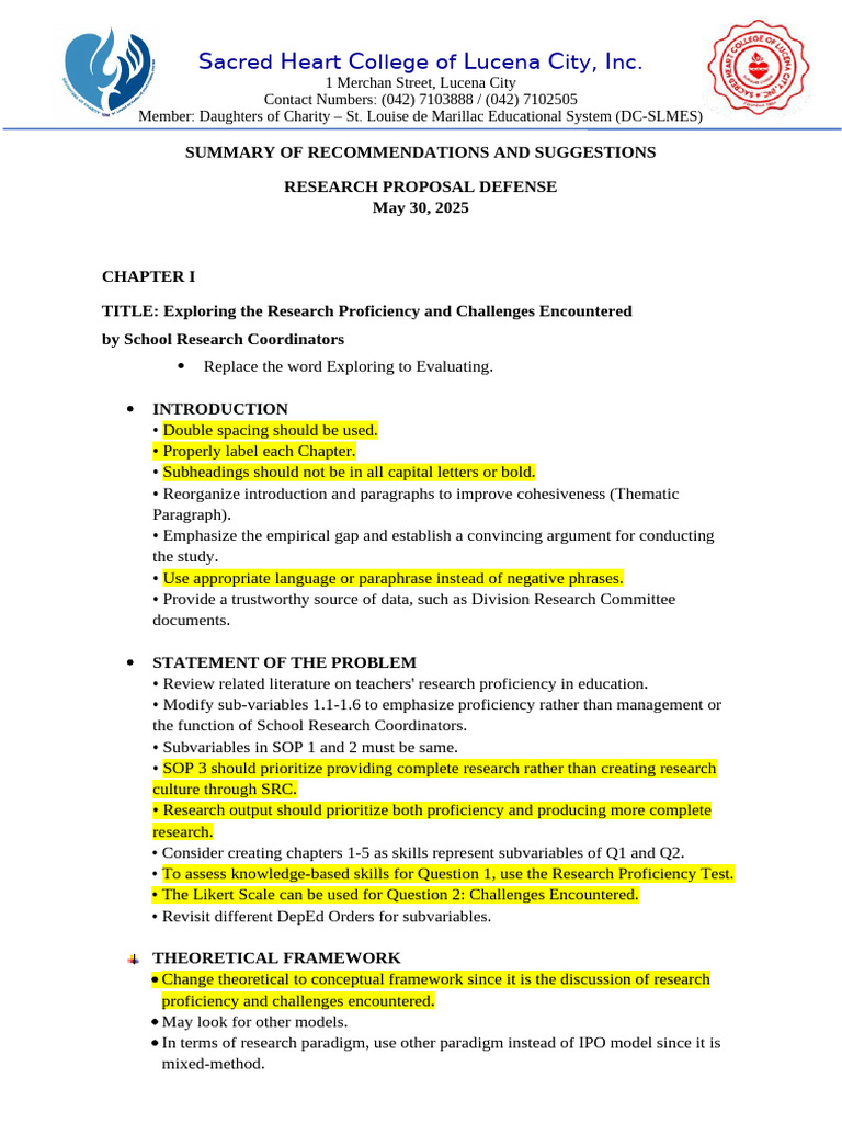 Summary of Recommendation and Suggestions | PDF | Quantitative Research ...