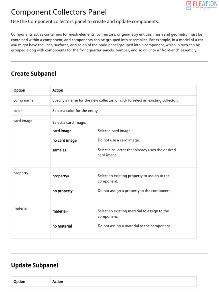 Component Collectors Panel | PDF
