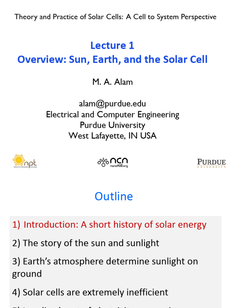 Solar Energy Overview and Cell Efficiency | PDF | Photovoltaics | Solar ...