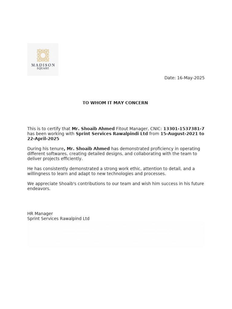 Experience Letter | PDF