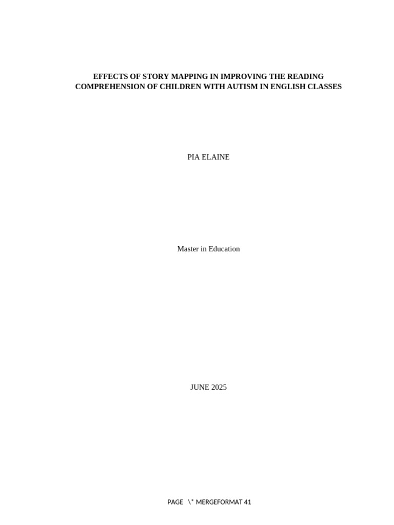 Effects of Story Mapping in Improving The Reading Comprehension of ...