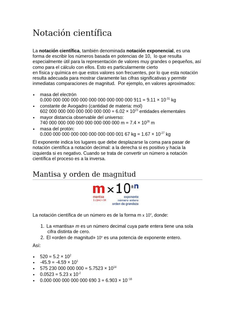 Notación Científica | PDF | Aritmética | Números