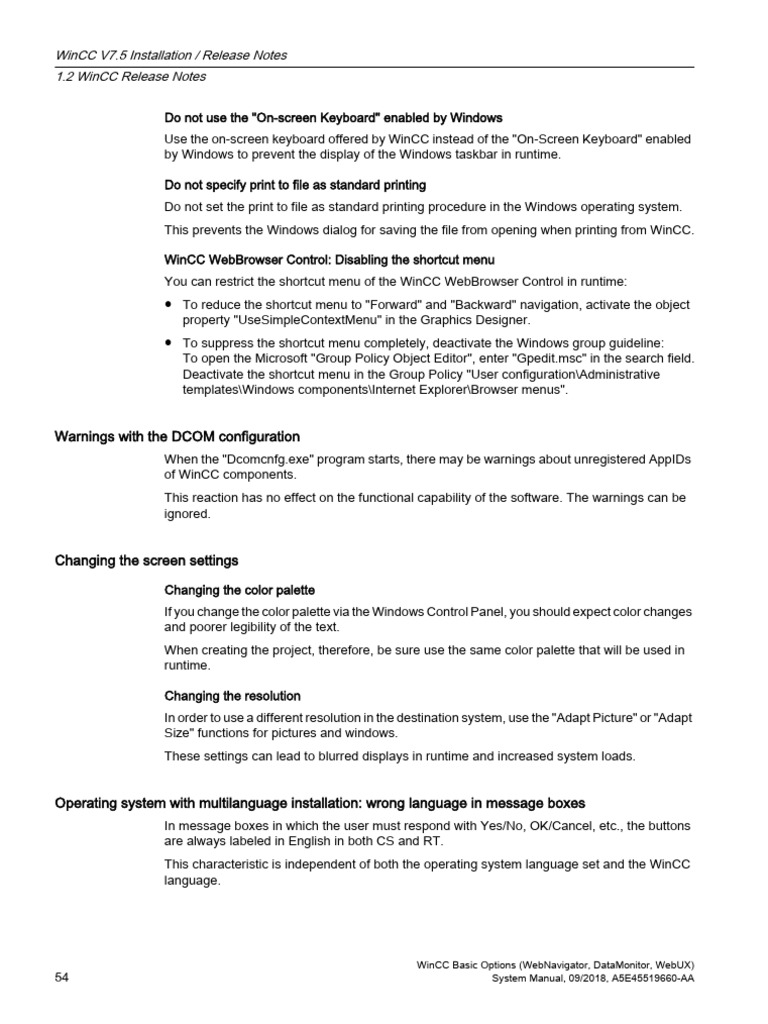 WinCC7.5 BasicOptions - PDF Page 54 | PDF | Menu (Computing) | Microsoft Windows