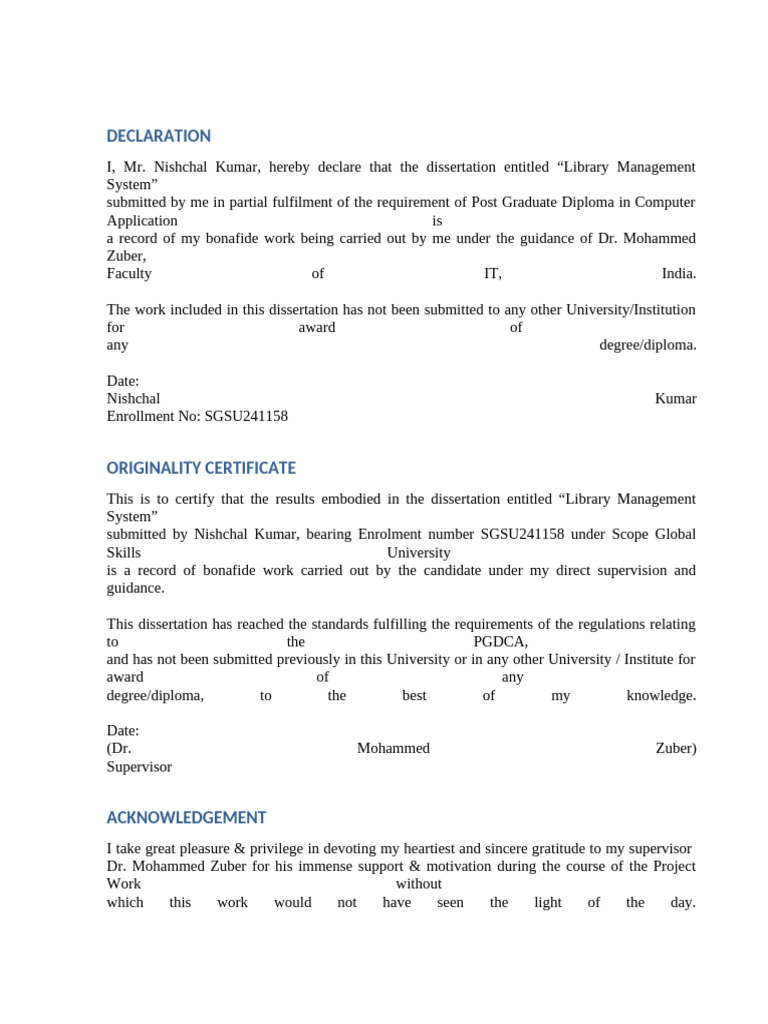 Library Management Project Part1 | PDF | Thesis | Libraries