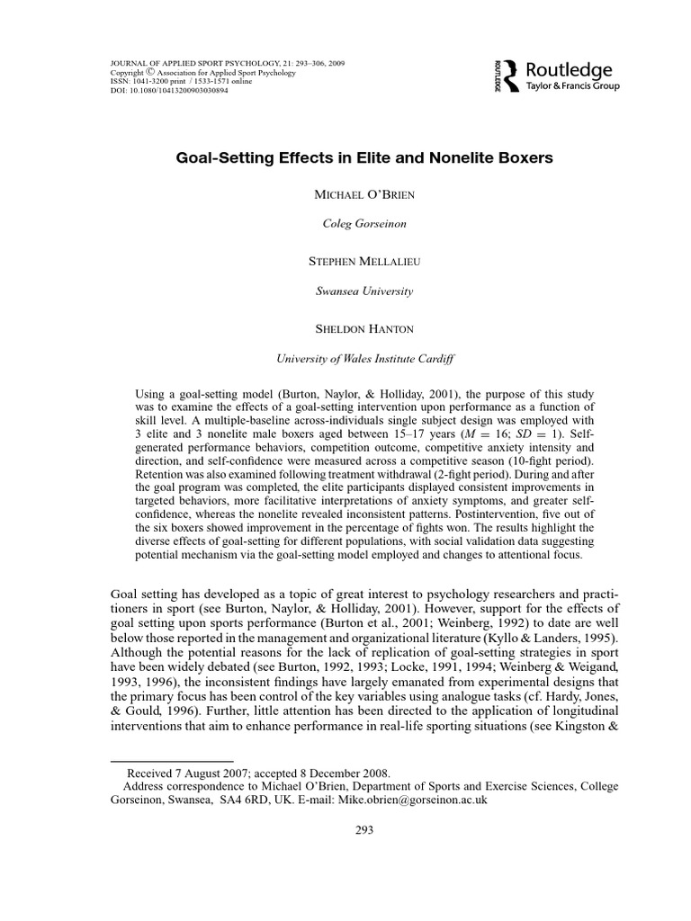 Goal-Setting Impact on Boxers' Performance | PDF | Goal Setting | Goal