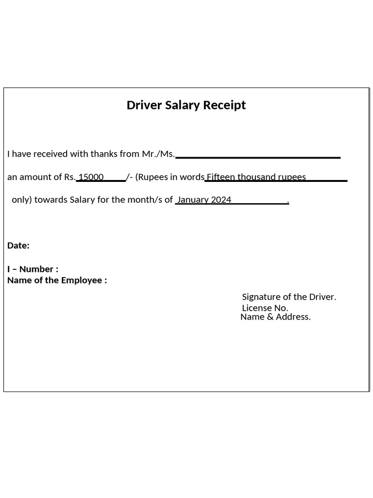 Driver Salary Template | PDF