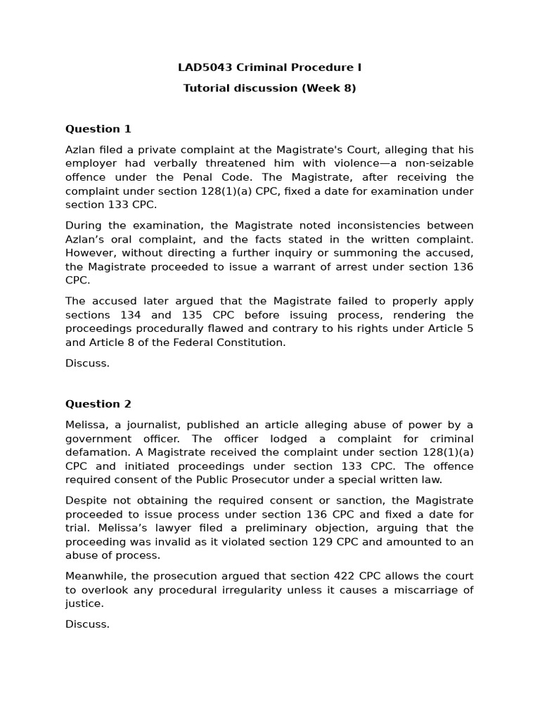 Tutorial Week 8 | PDF