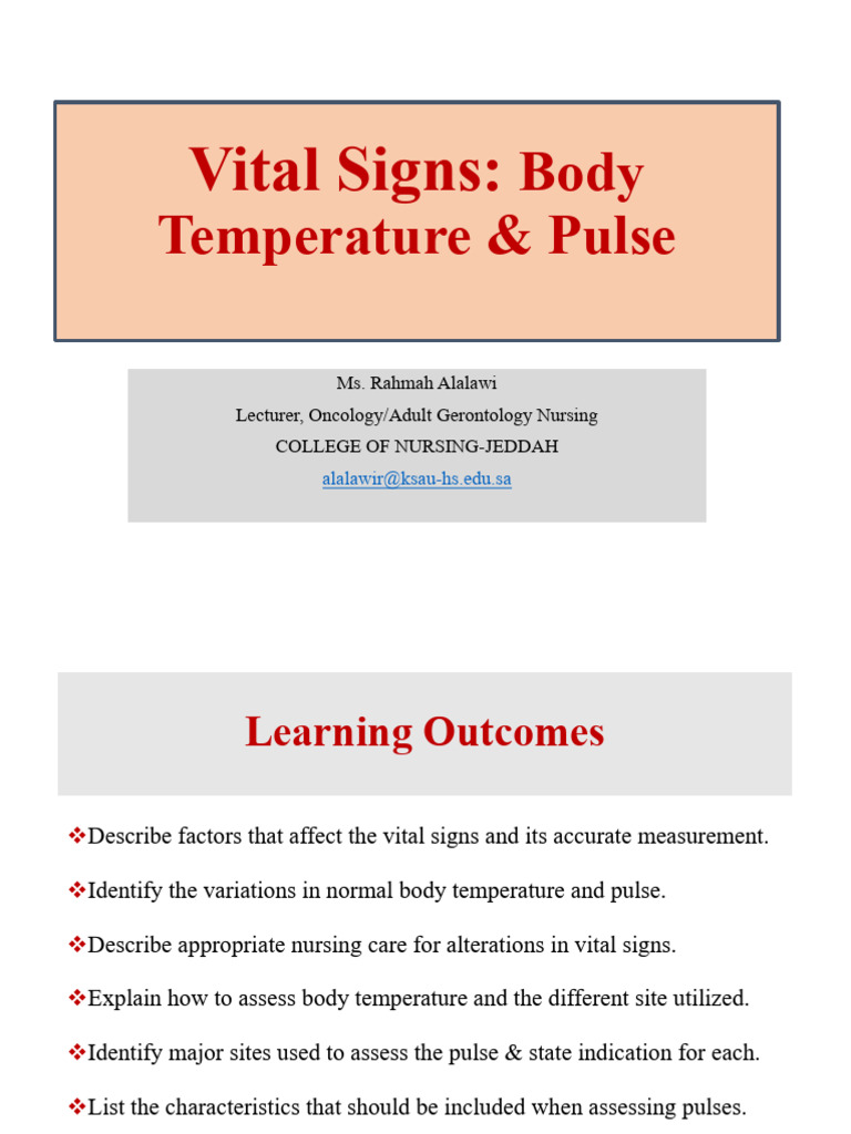 Body Temperature and Pulse Assessment | PDF | Fever | Hyperthermia