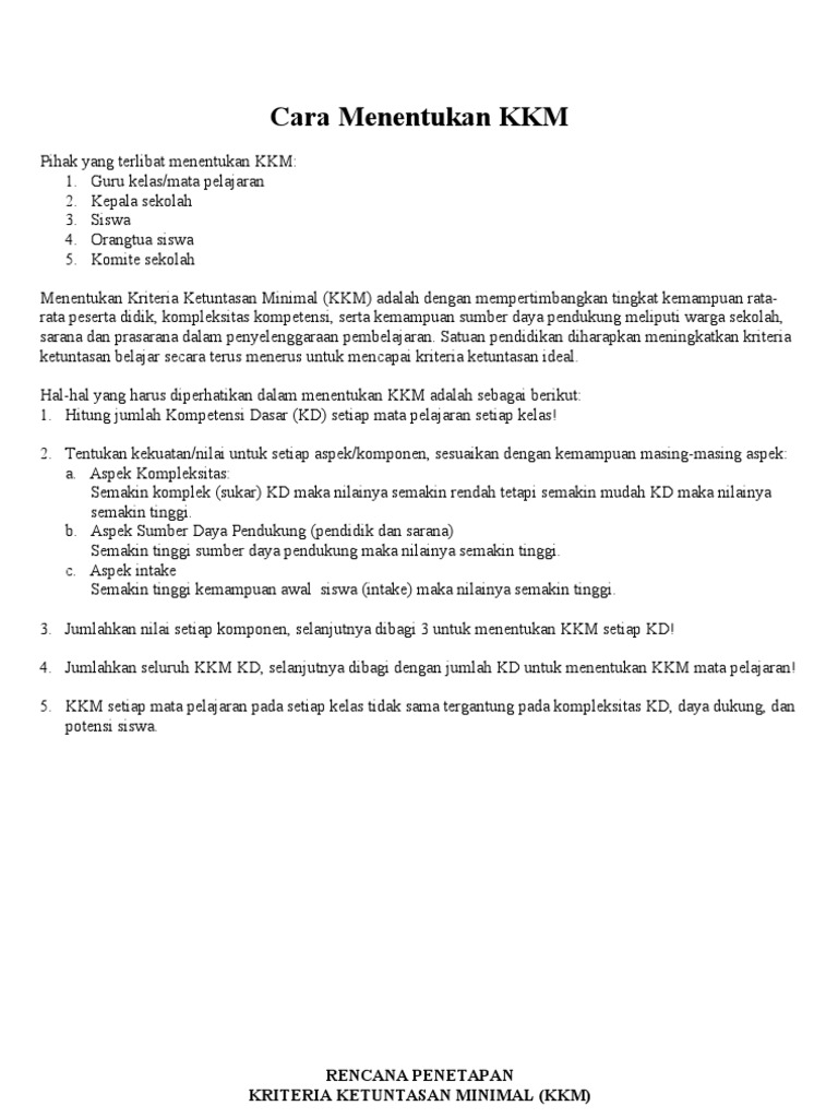 Contoh Menentukan KKM | PDF