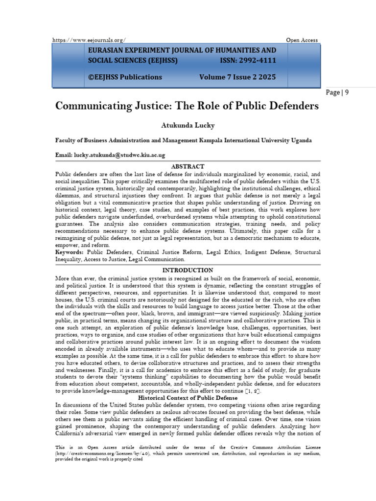 Communicating Justice: The Role of Public Defenders (www.kiu.ac.ug ...