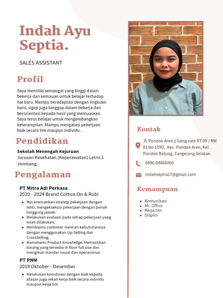 CV Indah Ayu Septianingrum | PDF