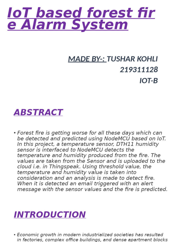 IoT Based Forest Fire Alarm System | PDF | Firefighting | Wildfire