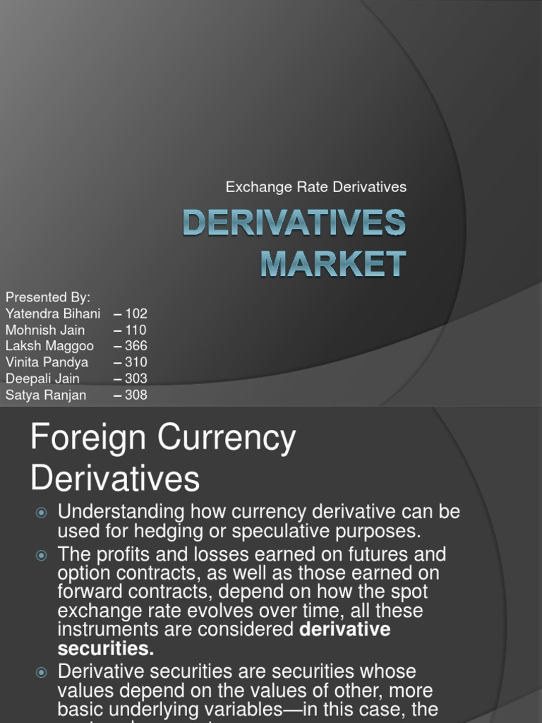 Derivatives Market | PDF | Futures Contract | Hedge (Finance)