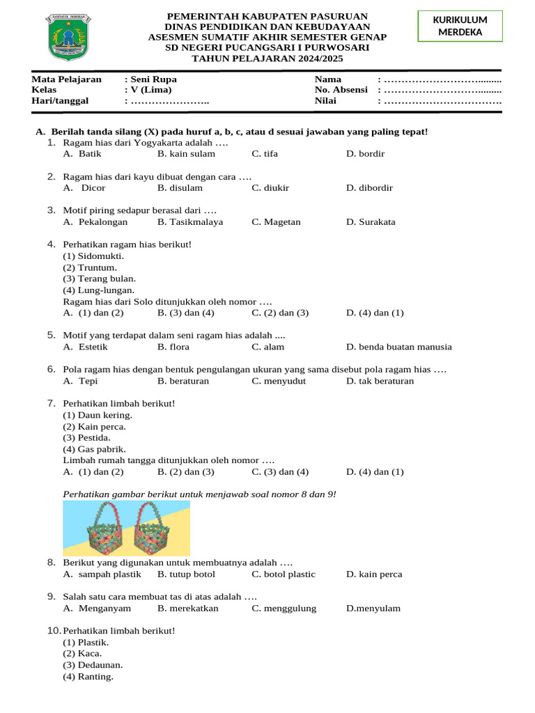 Soal Seni Rupa Sas Genap | PDF