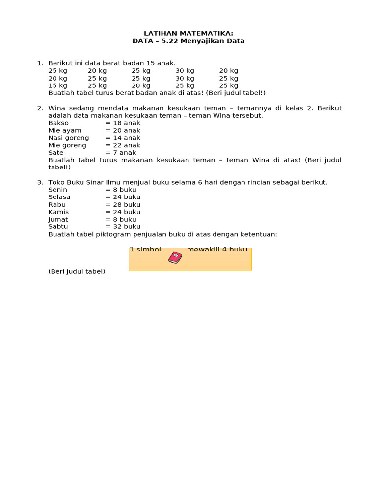 Latihan Matematika Data BG 3 | PDF