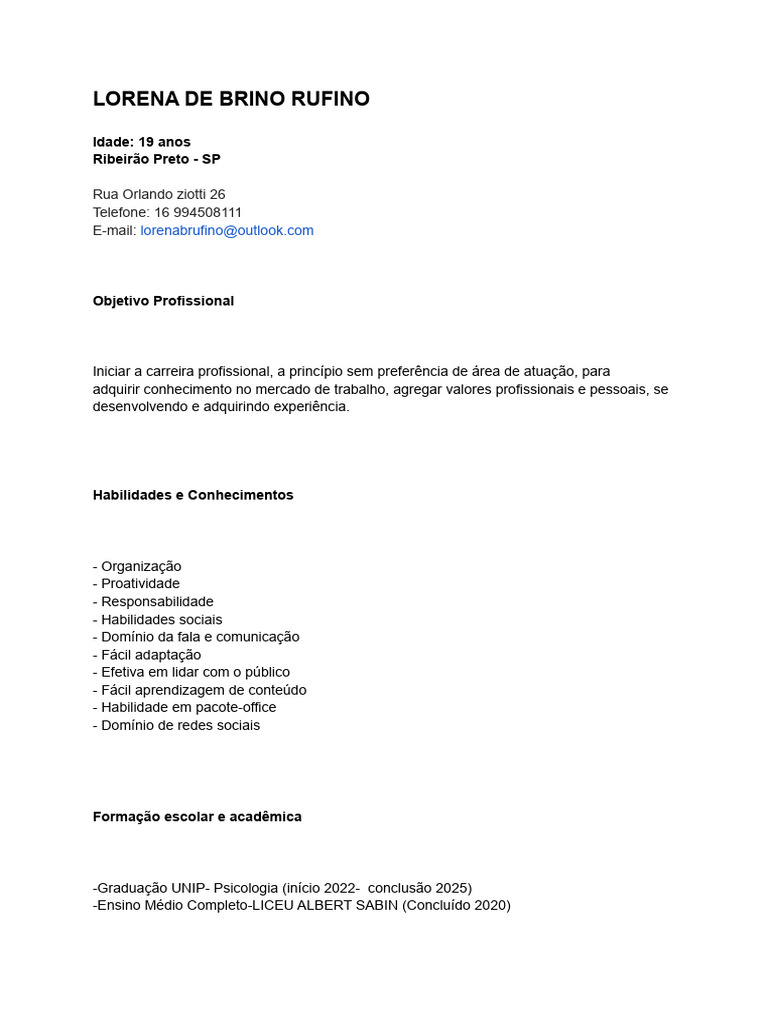 Cv. Lorena Rufino | PDF