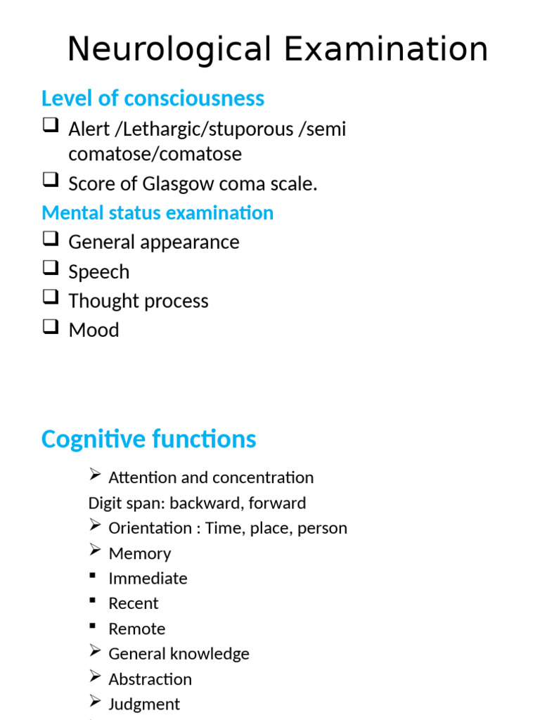 Neurological Examination | PDF | Senses | Nervous System