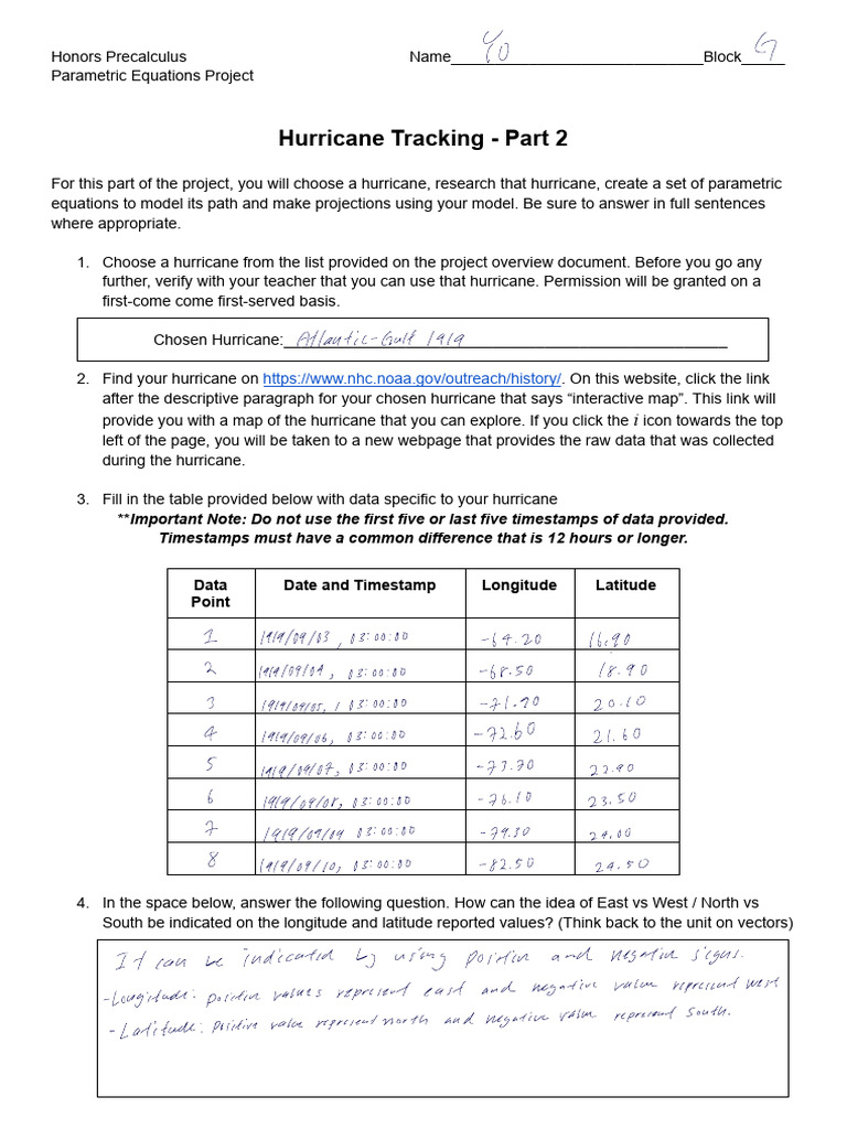 24-25 Hurricane Tracking Part 2 | PDF | Latitude | Scatter Plot