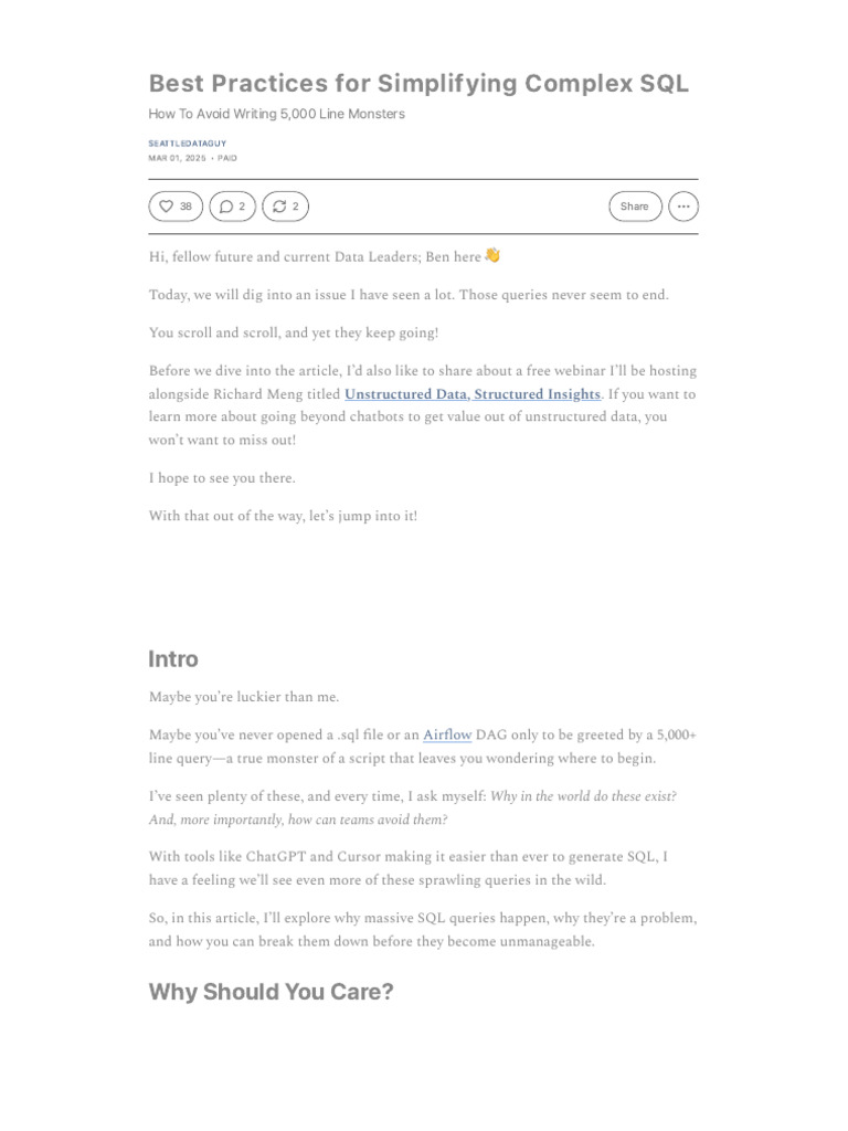 Best Practices For Simplifying Complex SQL | PDF | Sql | Data Management