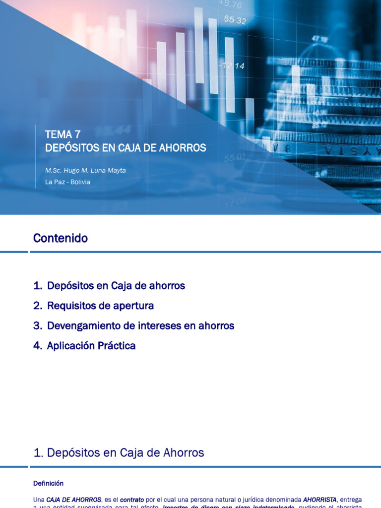 Tema 7 Depósitos en Caja de Ahorros | PDF | Interés | Economias