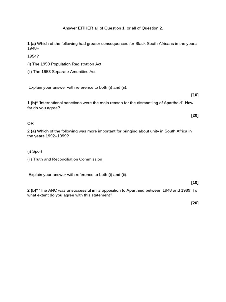 History Paper 1 Exam Questions | PDF