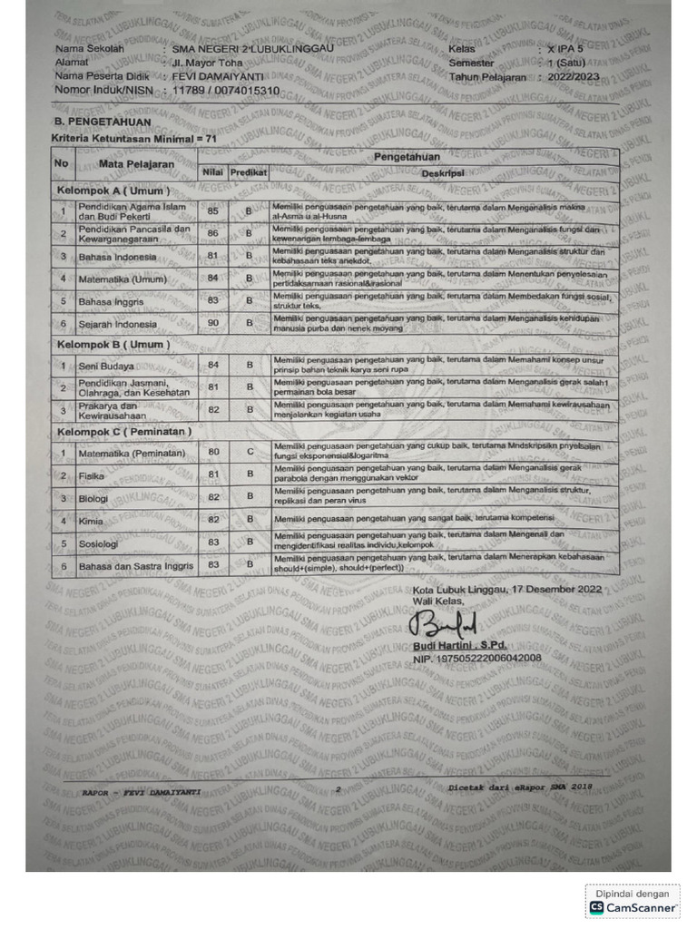 Rapor Semester 1 2 | PDF