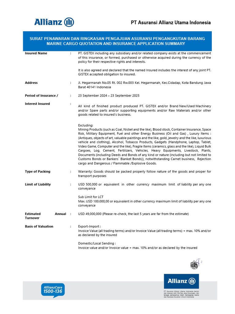 Negara High Risk Allianz | PDF | Insurance