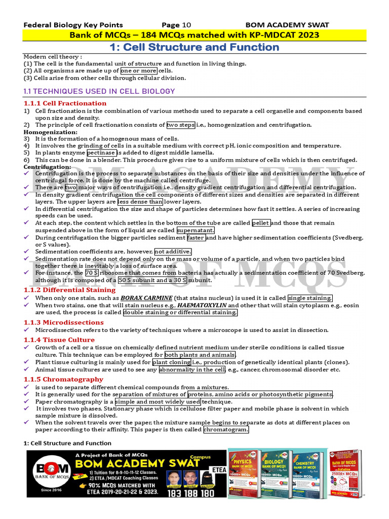 Key Points on Cell Structure & Function | PDF | Endoplasmic Reticulum ...