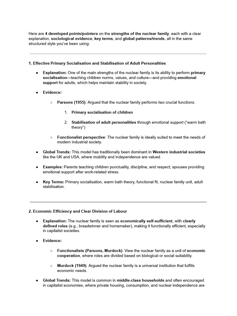 Sociology Ch4 Notes | PDF | Family | Cost Of Living