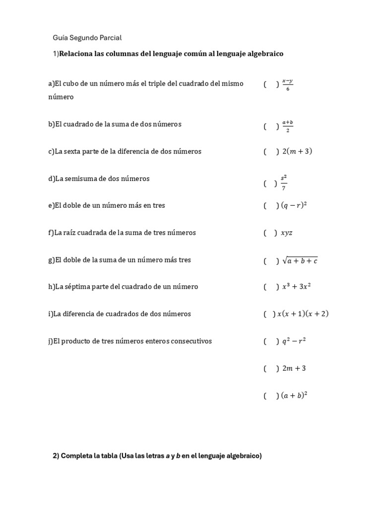 Guía Segundo Parcial - Algebra | PDF | Álgebra abstracta | Números