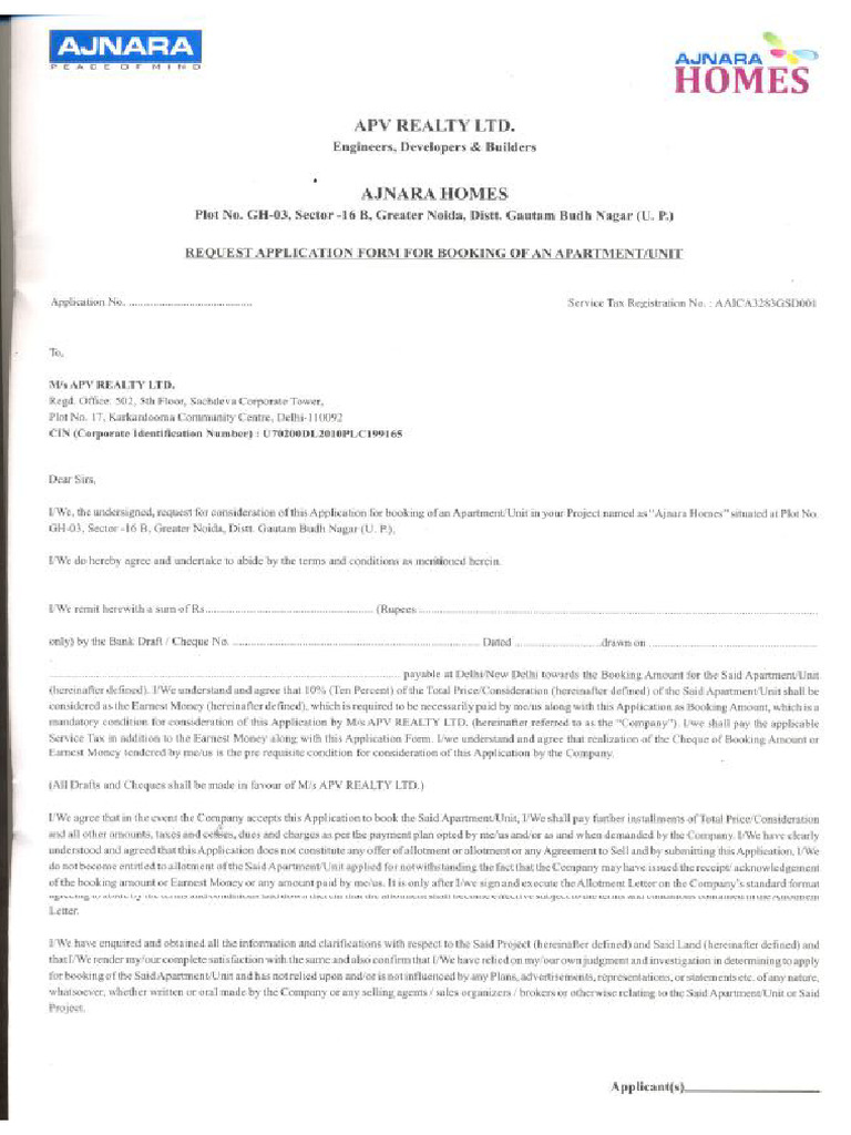 PRJ4207Proforma Application Form - Homes | PDF