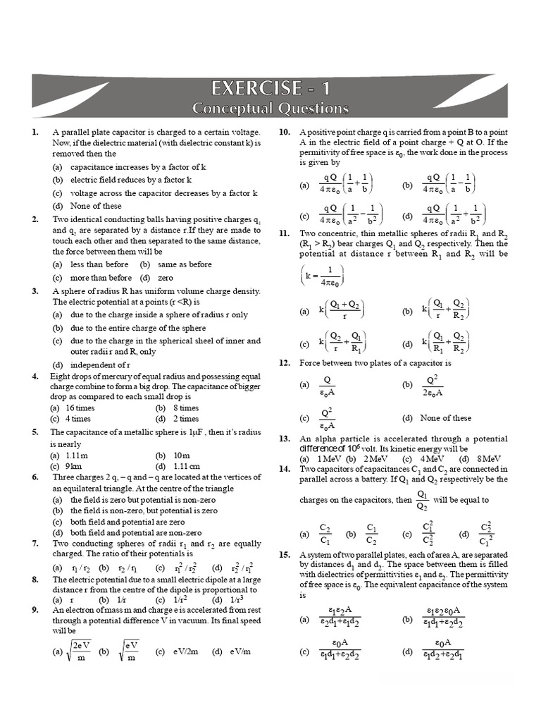 Electric Potential and Capacitance DPP | PDF | Capacitance | Capacitor