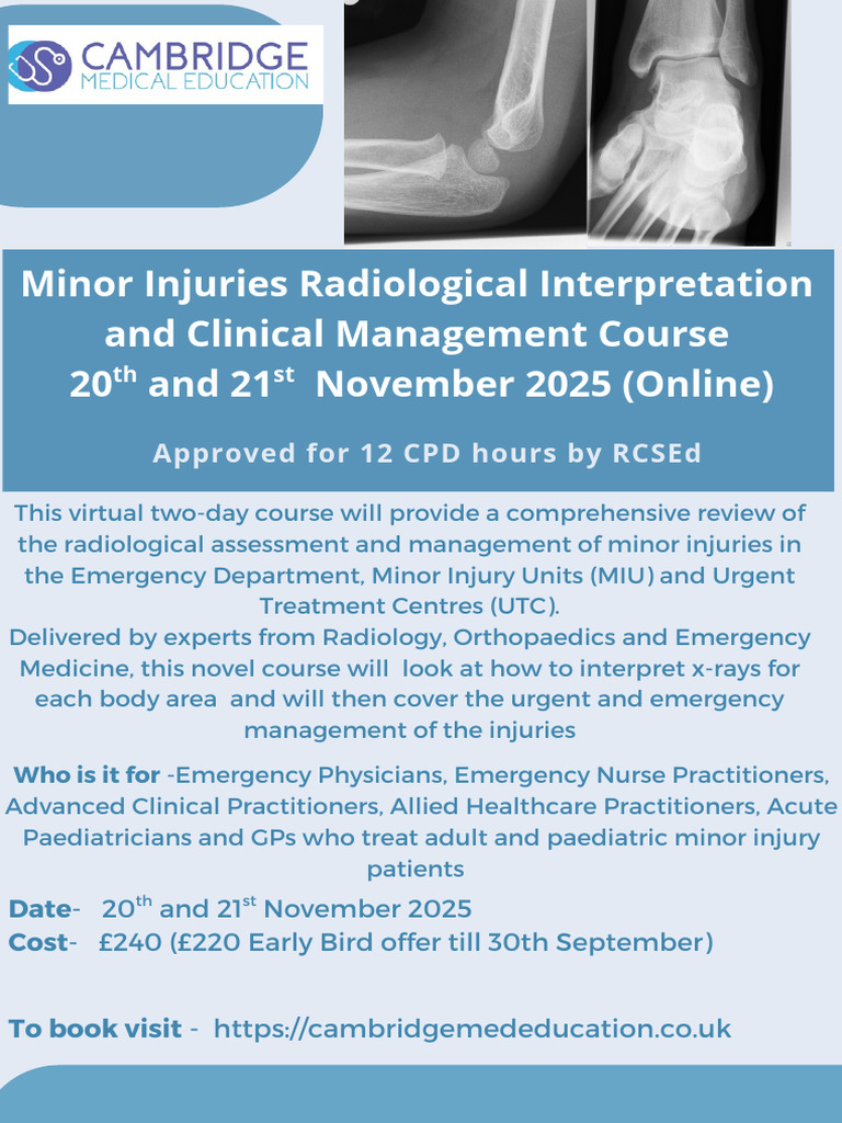 Minor Injuries Course: Nov 2025 Online | PDF