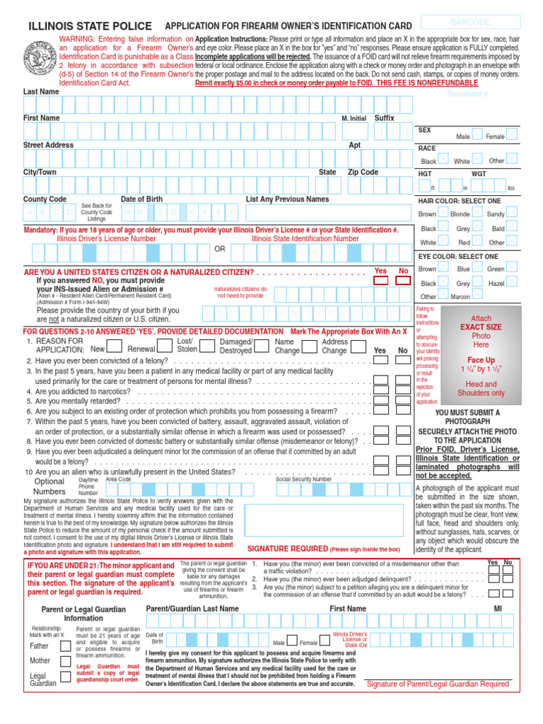 Illinois FOID Card Application Guide | PDF | Legal Guardian | Identity ...