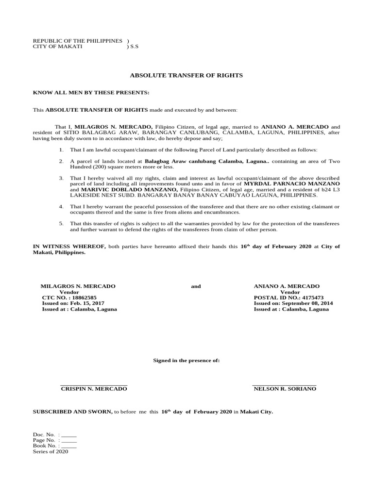 Absolute Transfer of Rights (Compatibility Mode) | PDF