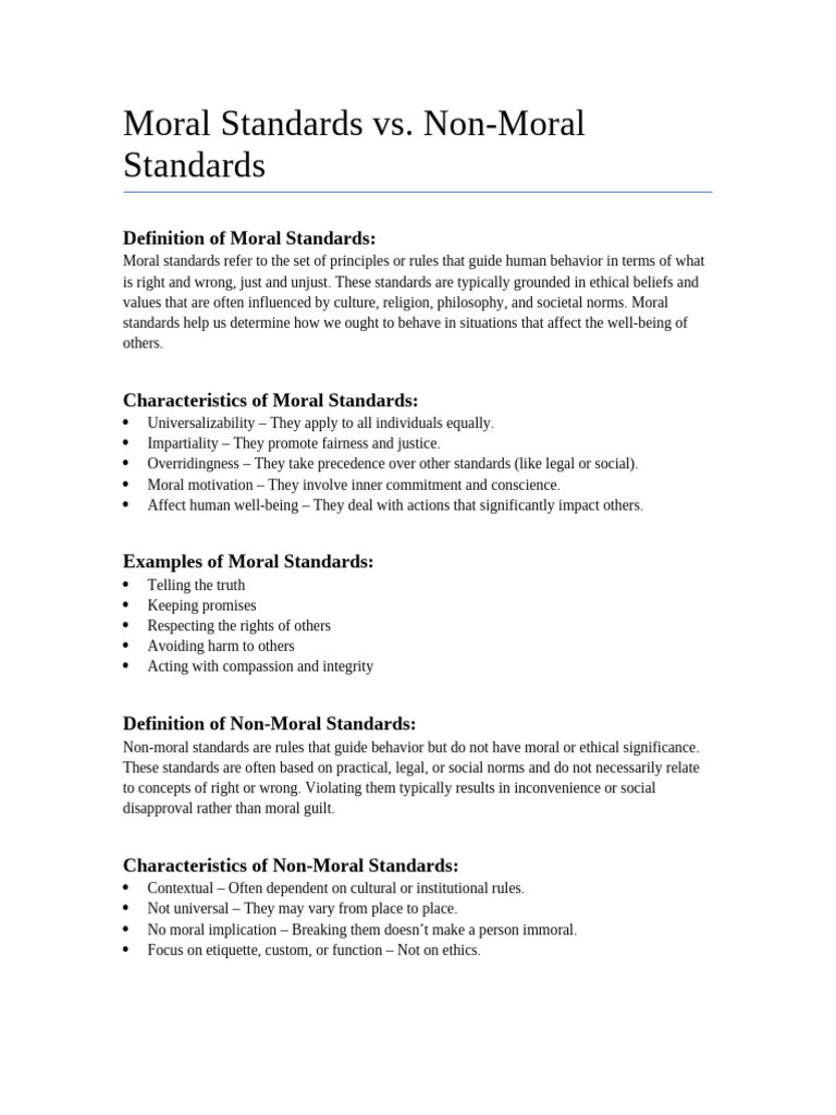 Moral vs. Non-Moral Standards Explained | PDF | Morality | Etiquette