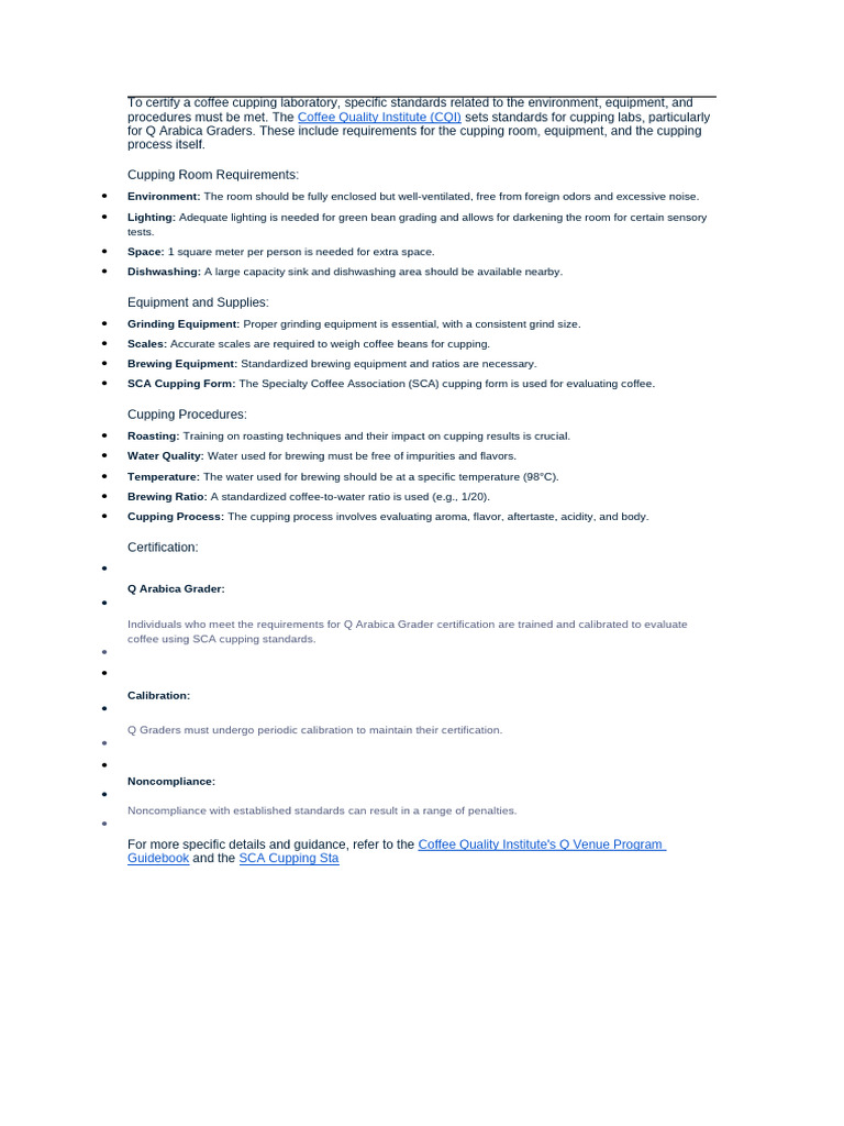 SCA Cupping Standards for Certification | PDF