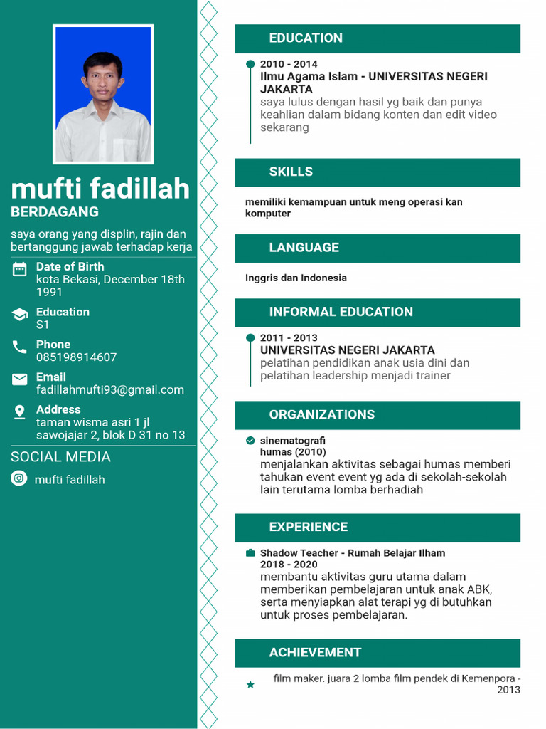 CV Shadow Teacher Dan Guru | PDF
