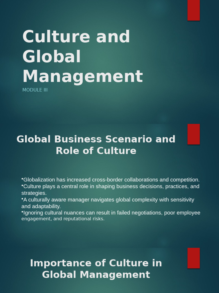 Culture's Impact on Global Management | PDF | Communication | Leadership
